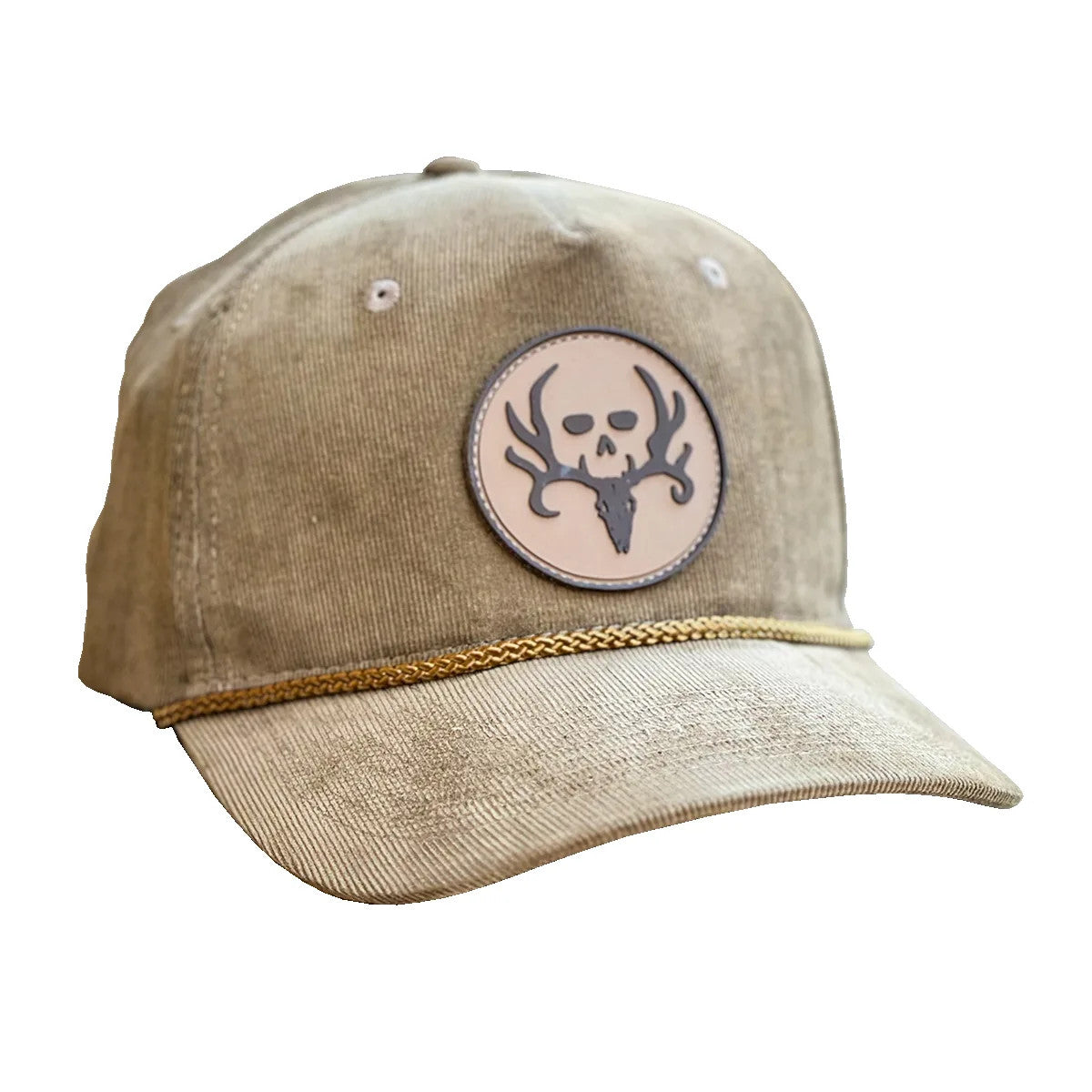 Bone Collector Olive Khaki Corduroy Hat with Rubber Logo Patch